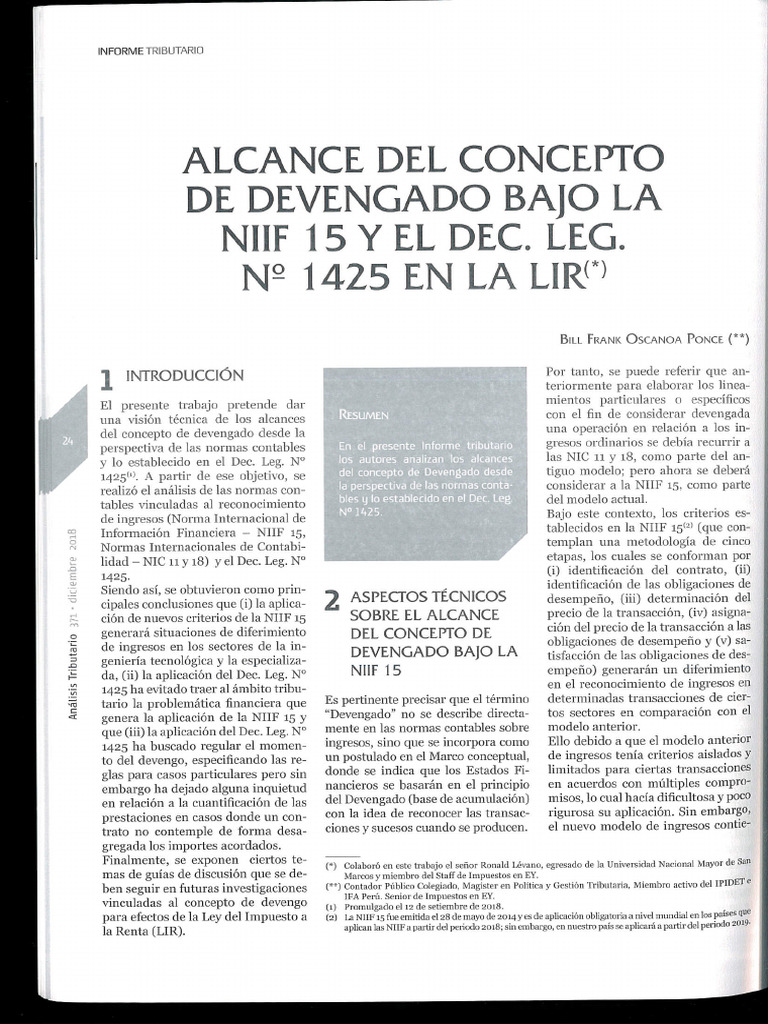 Alcance Del Concepto de Devengo Bajo El DL 1425 - Revista Aele ...