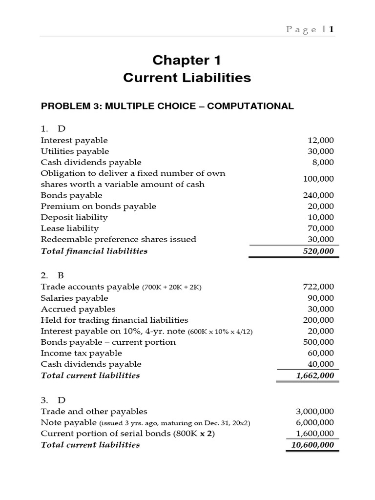 Answers - Chapter 1 - Current Liabilities | PDF | Bonds (Finance ...
