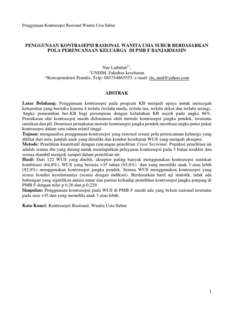 Penggunaan Kontrasepsi Rasional Wanita Usia Subur | PDF | Sains & Matematika