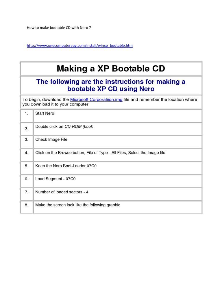 How To Make Bootable CD With Nero 7 | PDF