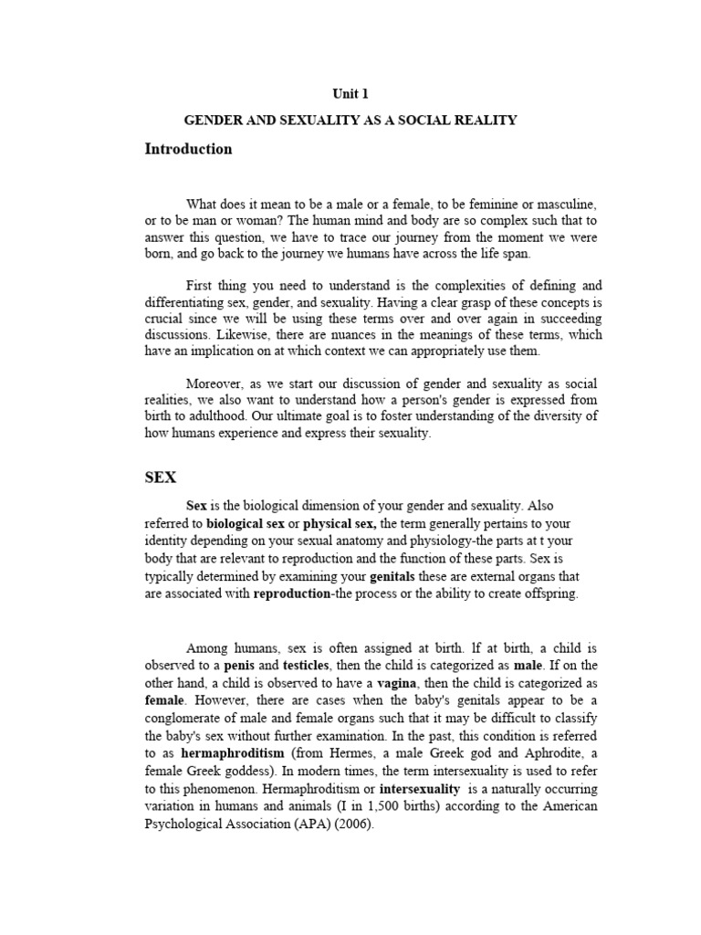 Unit 1 - GEE 102 | PDF | Gender | Gender Studies