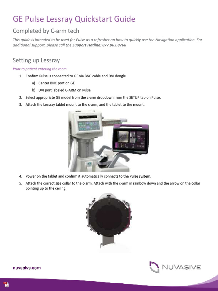 GE Pulse Lessray Quickstart Guide | PDF | Vertebra | Camera