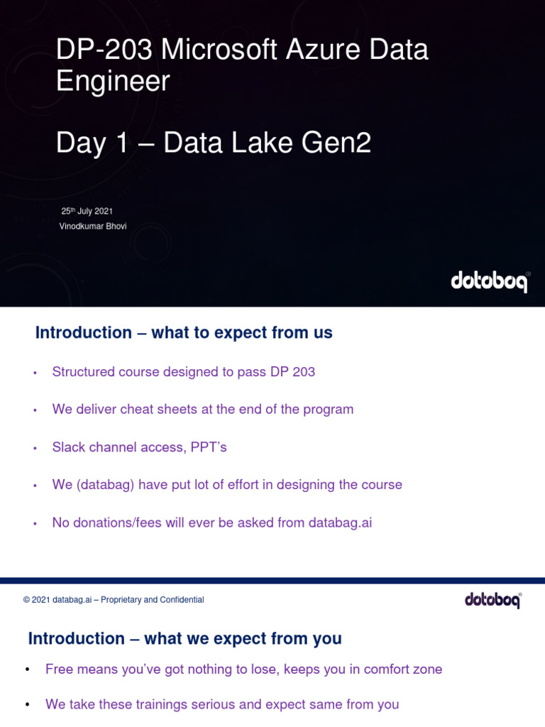 Day1 - Data Lake - v2 | PDF | Microsoft Azure | Cloud Computing