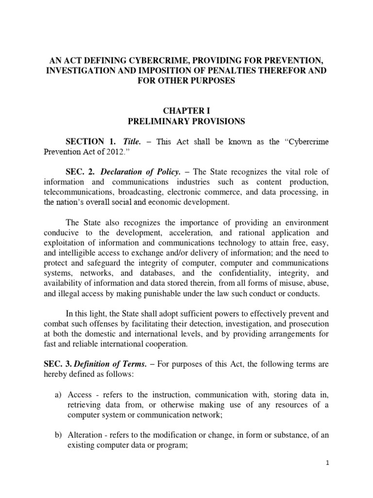 Cybercrime Prevention Act Guide | PDF