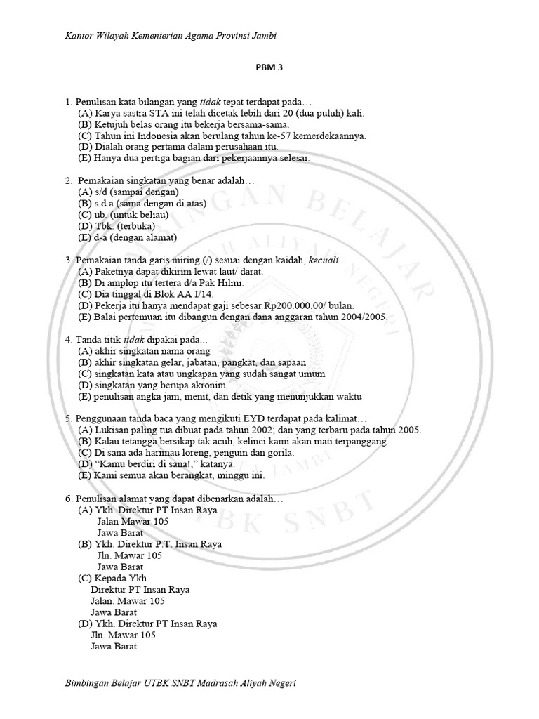 Latsol UTBK PBM 3 | PDF