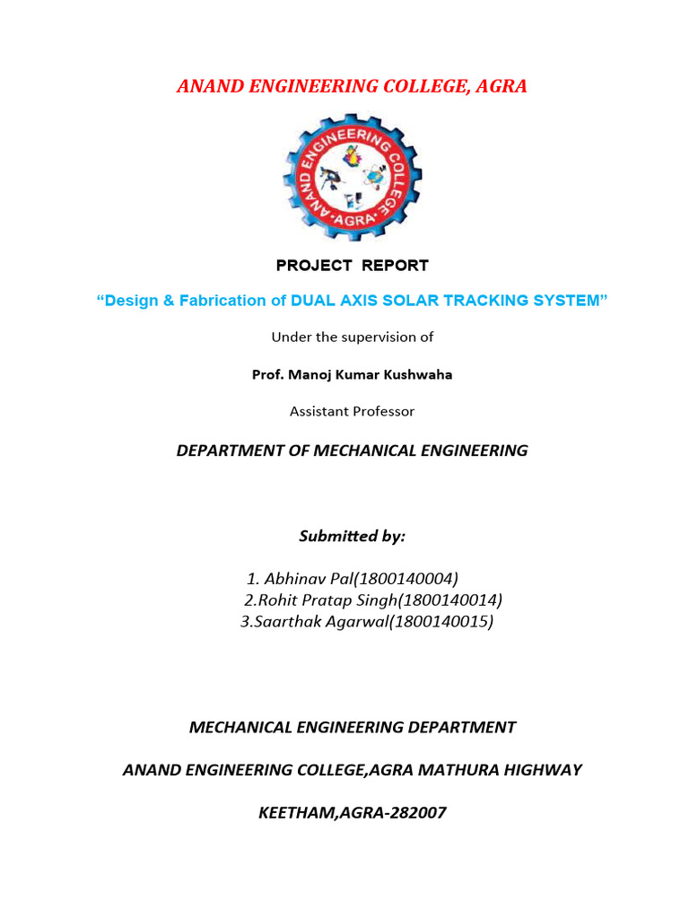 Design & Fabrication of Dual Axis Solar System | PDF | Photovoltaics ...