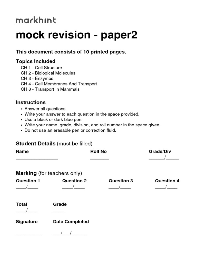 Cie As Biology Mock Revision - Paper2 | PDF | Computers | Technology & Engineering