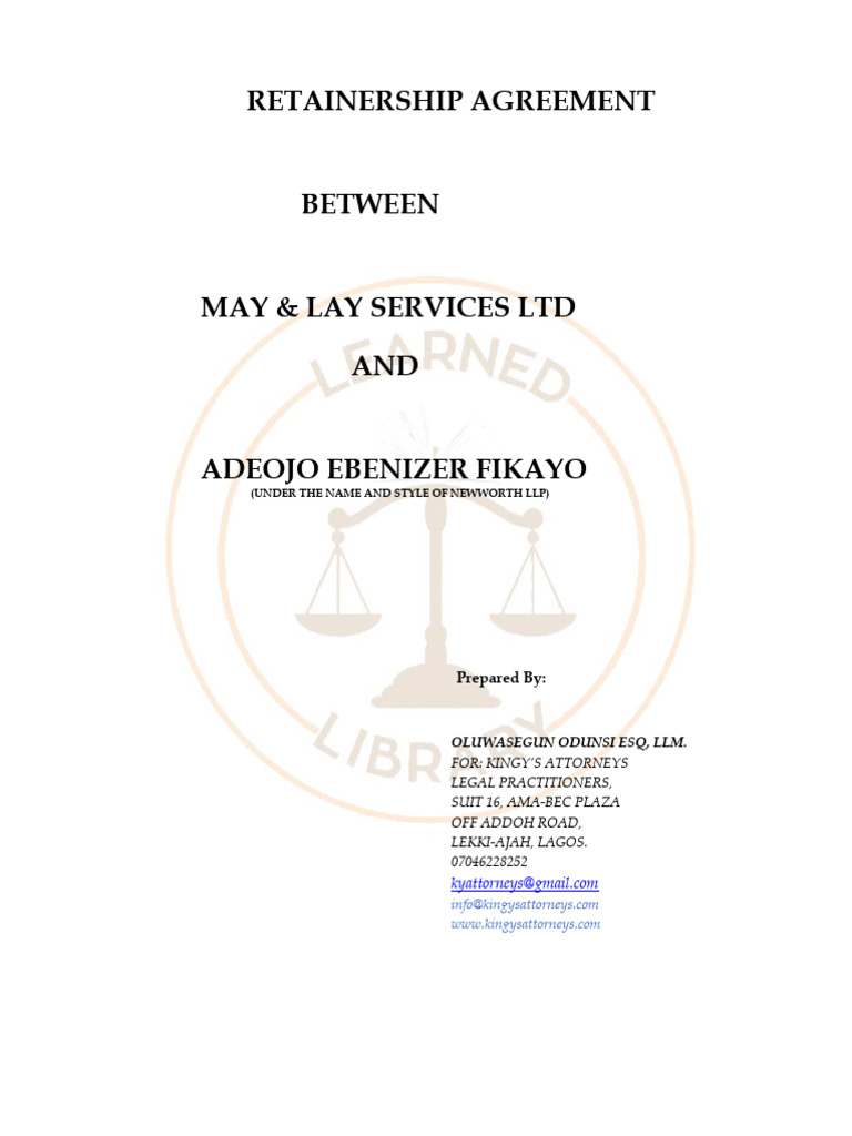 Retainership Agreement | PDF | Guarantee | Private Law