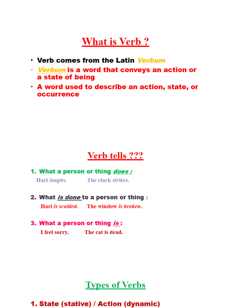 Verbs | PDF | Verb | Linguistic Typology