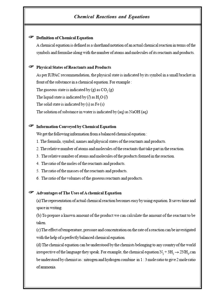 Chemical Reaction And Equation Download Free Pdf Chemical Reactions Redox
