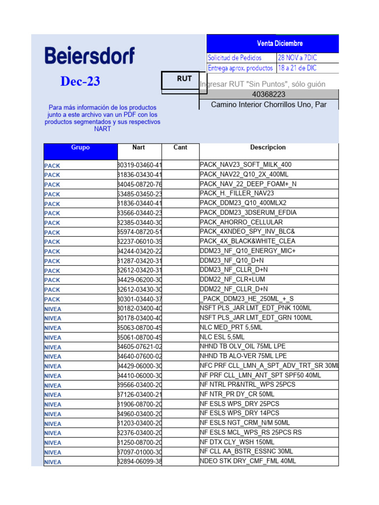 Nota Pedido DIC 2023 (COL) | PDF