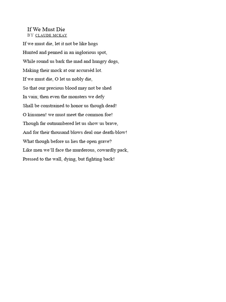 "If We Must Die: A Call to Courage" | PDF | Poetry