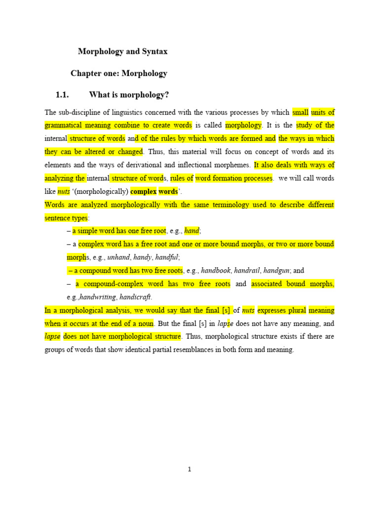 Morphologyand Syntax | PDF | Part Of Speech | Word