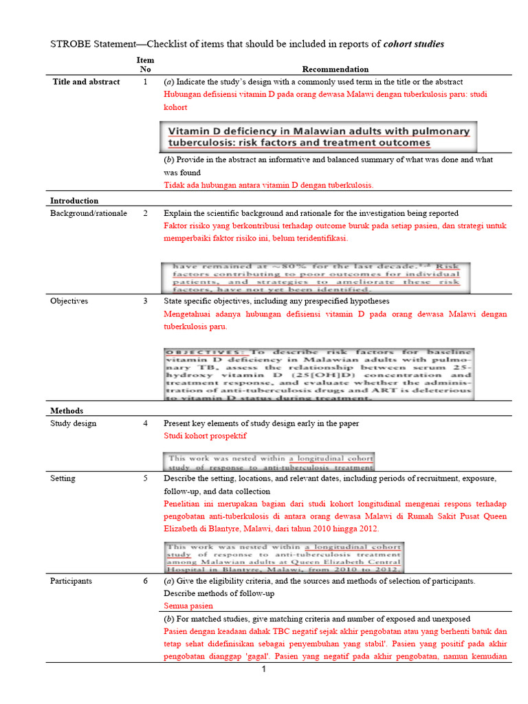 STROBE Checklist v4 Cohort 1 | PDF