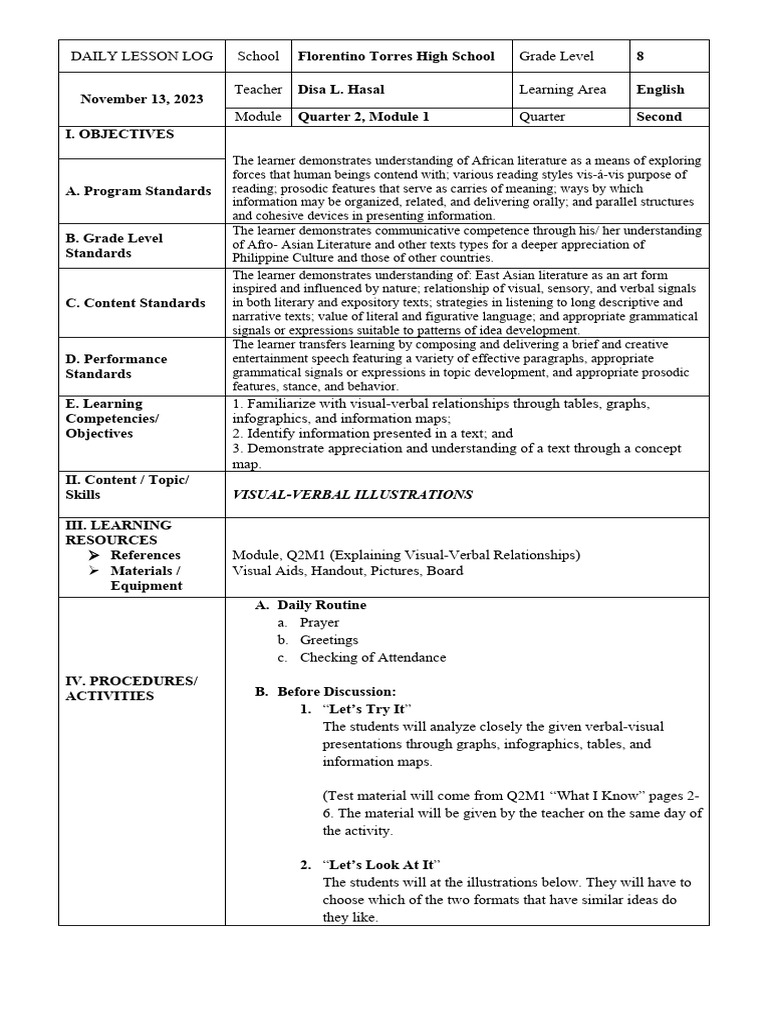 Nov 13, 2023 - Visual - Verbal Illustration | PDF | Learning | Information
