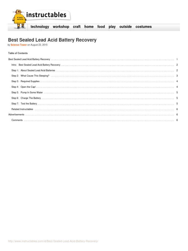 Best Sealed Lead Acid Battery Recovery | Download Free PDF ...