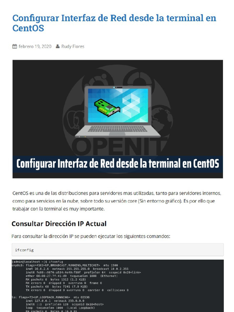 Configuracion de Interfaz de Red Desde La Terminal en Centos | PDF