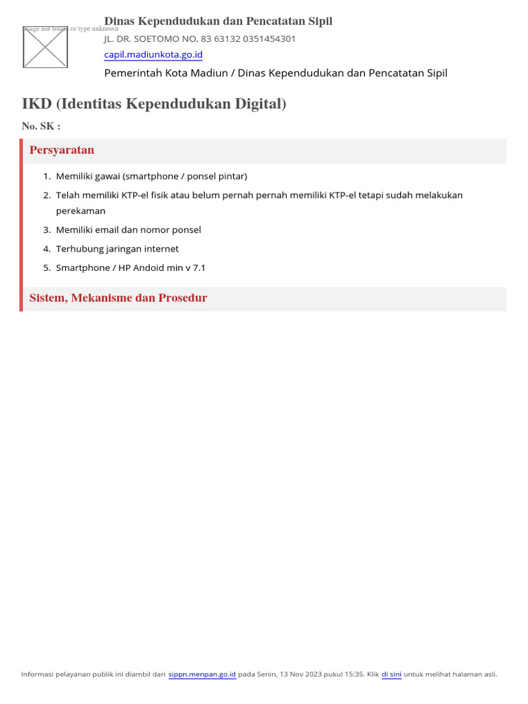 Unduh Standar Pelayanan - IKD (Identitas Kependudukan Digital) | PDF