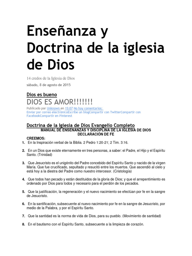 Enseñanza y Doctrina de La Iglesia de Dios | PDF | Pecado | Creencia religiosa y doctrina