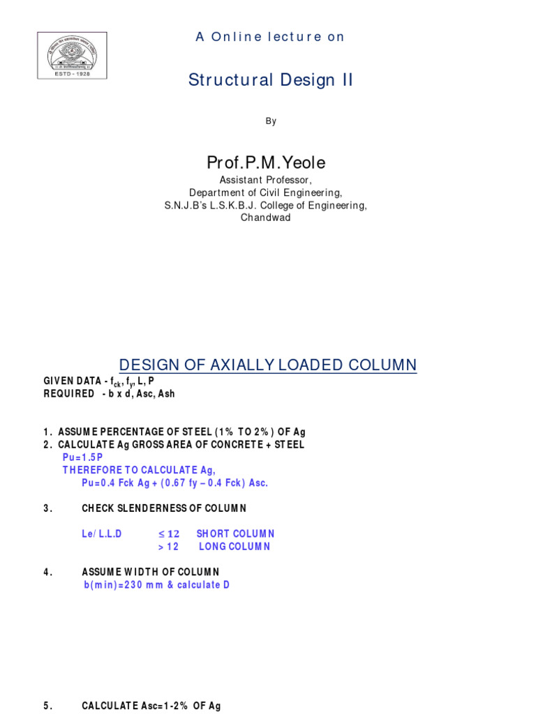 5.2 - Design of Axially Loaded Column | Download Free PDF | Civil ...