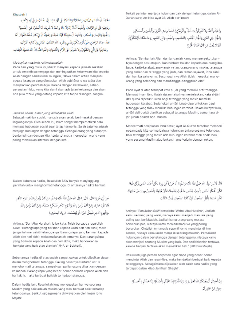 Akhlak Kepada Tetangga | PDF