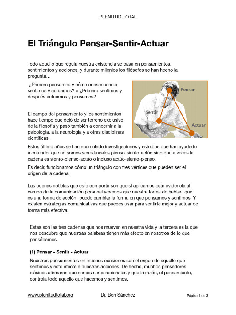 Triángulo Pensar-Sentir-Actuar | PDF | Pensamiento | Las emociones