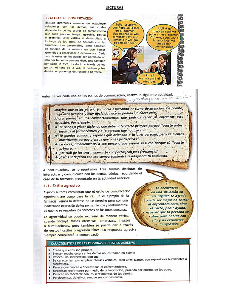Lecturas - DPCC - Estilos de Comunicación - Tercerob - 7 de Agosto - 2023 | PDF | Evaluación ...