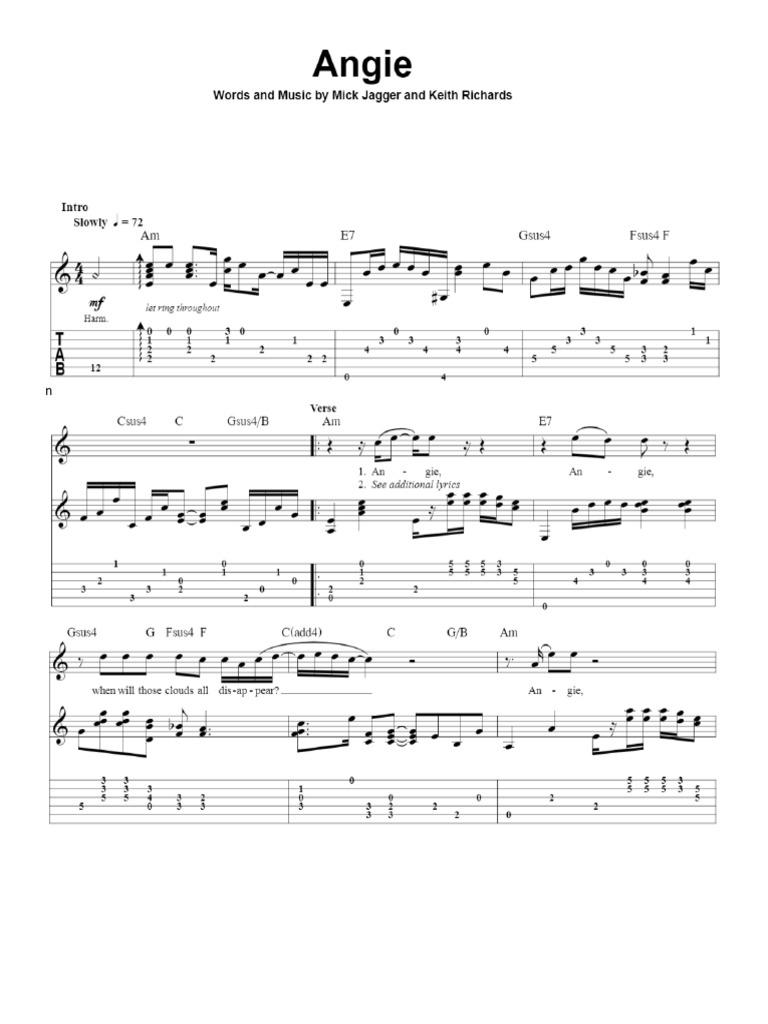 Angie - Rolling Stones | PDF