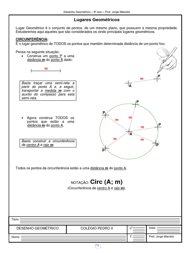 Lugares Geométricos 8º Ano | PDF | Linha (Geometria) | Círculo