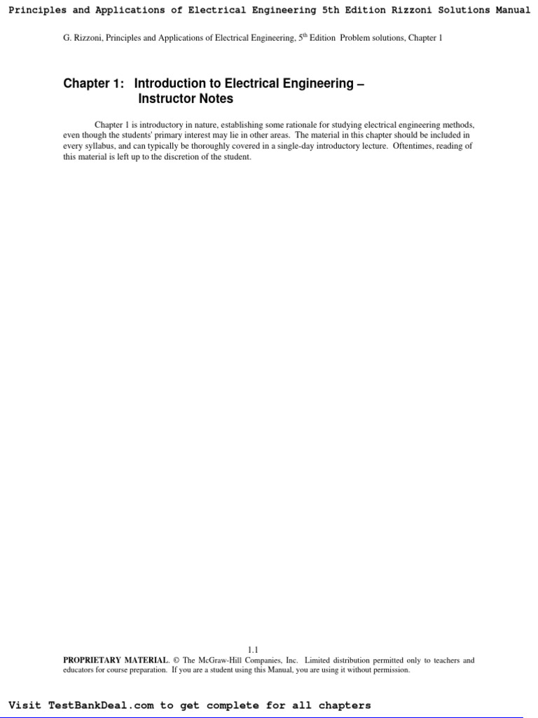 Principles and Applications of Electrical Engineering 5th Edition Rizzoni Solutions Manual | PDF ...