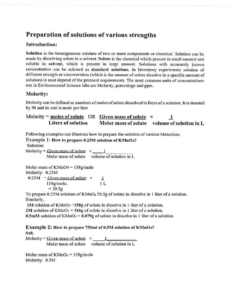 Stock Solutions | PDF