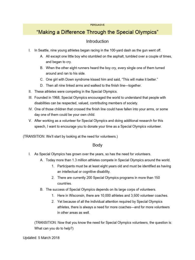 Example Persuasive Speech | PDF | Self-Improvement