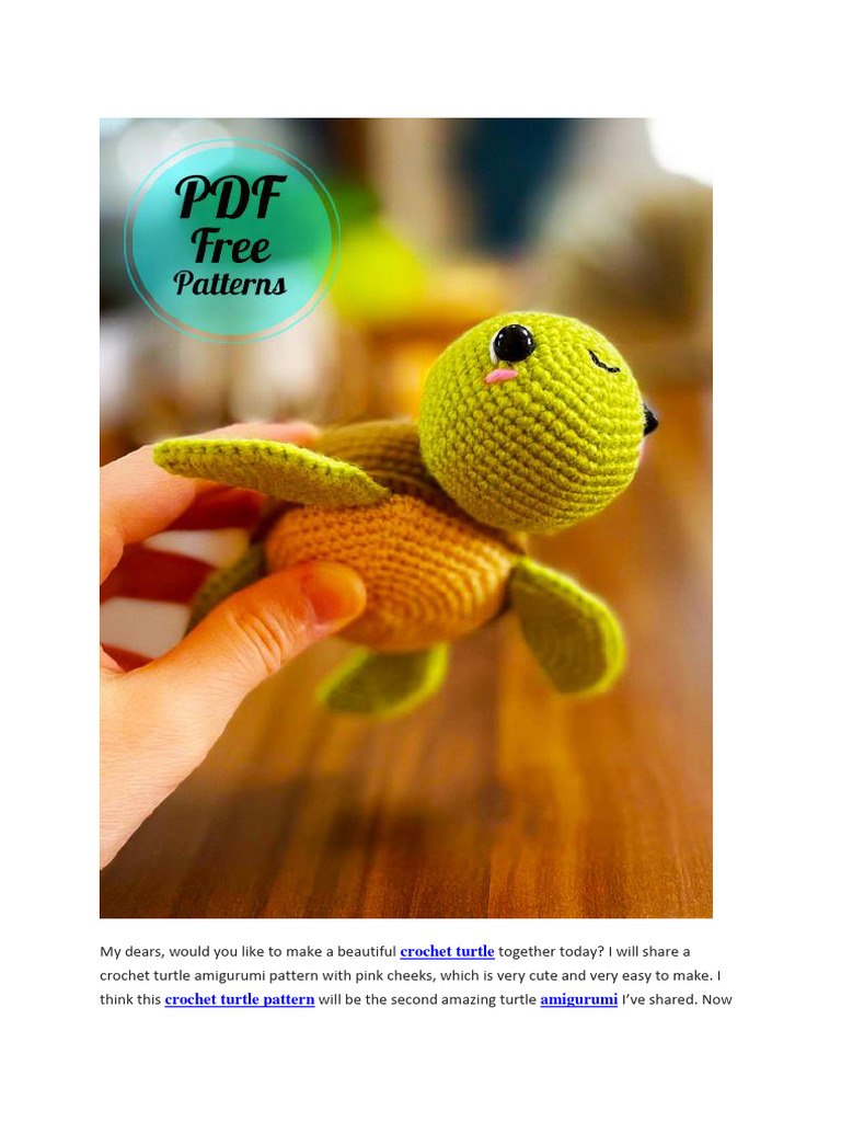Crochet Cute Turtle Amigurumi PDF Free Pattern | PDF | Crochet | Amigurumi
