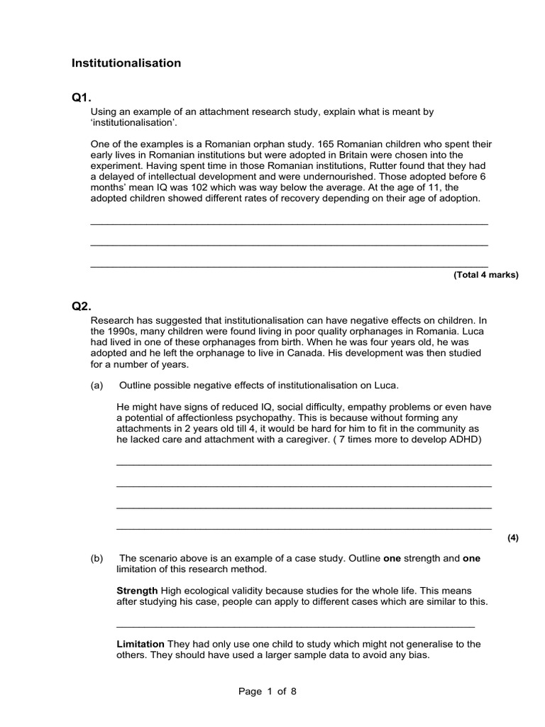 2021 A Level Psychology Exam Questions Institutionalisation | PDF ... 2021 A Level Psychology Exam Questions Institutionalisation | PDF ...