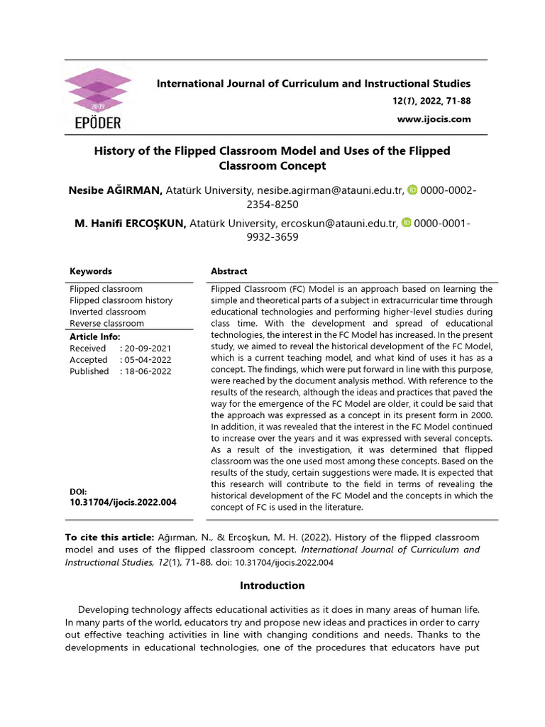EJ1349598History of The Flipped Classroom Model and Uses of The Flipped ...