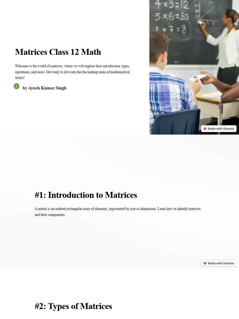 Matrices Class 12 Math | PDF | Matrix (Mathematics) | Mathematics