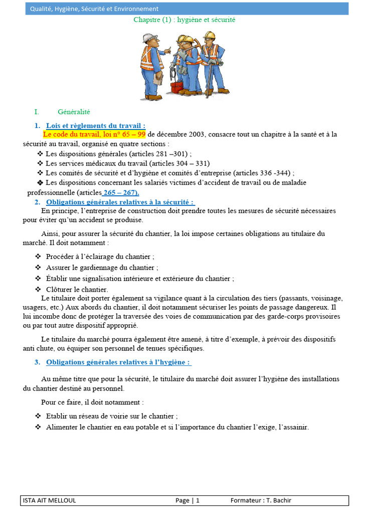 Hygiène et Sécurité sur Chantiers BTP | PDF | Sécurité | Risque