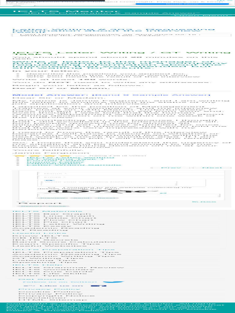 Letter Writing # 303 - Requesting Information About The Interview Result | Download Free PDF ...