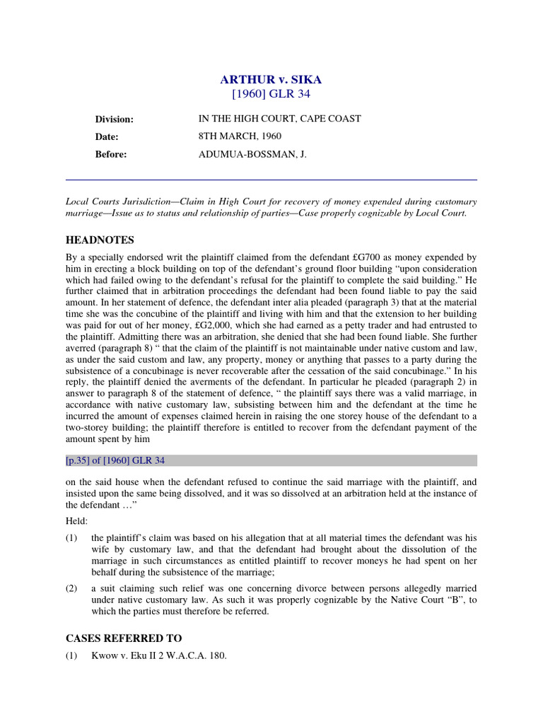 ARTHUR v. SIKA | PDF | Lawsuit | Justice