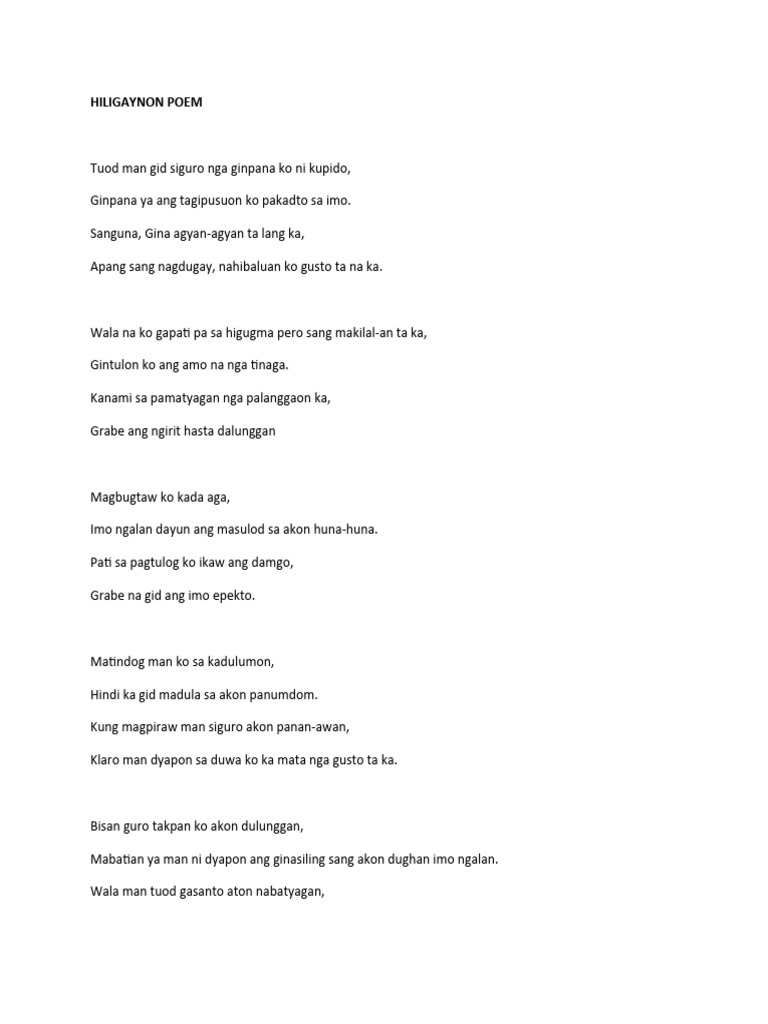 HILIGAYNON POEM-WPS Office | PDF