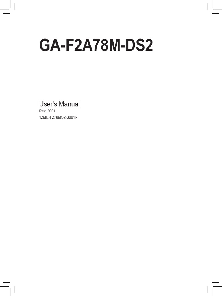 MB Manual Ga-F2a78m-Ds2 v.3.0 e | PDF | Bios | Usb