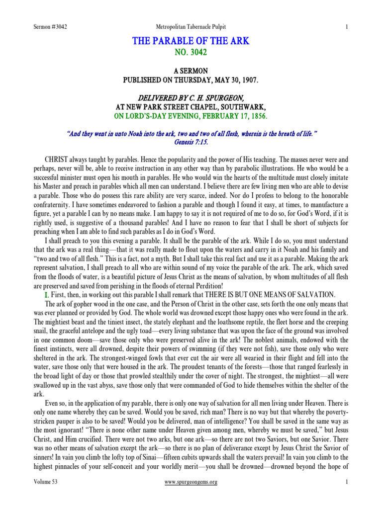 #3042 - The Parable of The Ark | PDF | Jesus | Sermon
