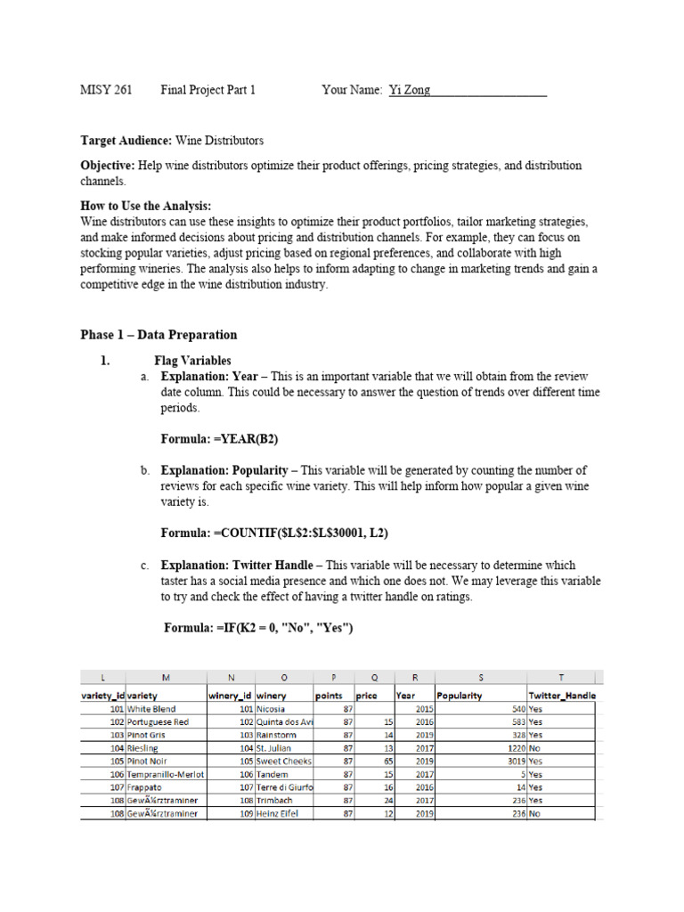 MISY 261final Project Part 1 | PDF | Wine | Prices