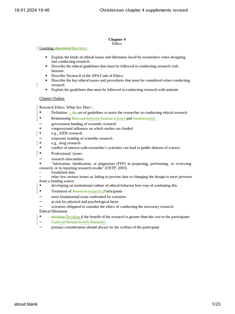 Christensen Chapter 4 Supplements Revised | PDF | Institutional Review ...