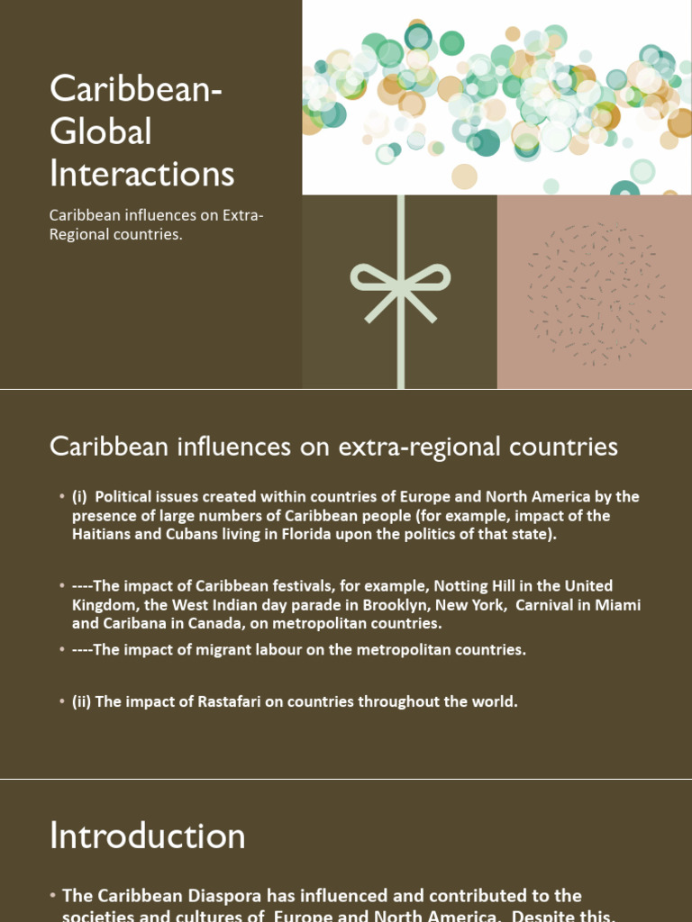 Caribbean Global Interactions Caribbean Influences On Extra Regional