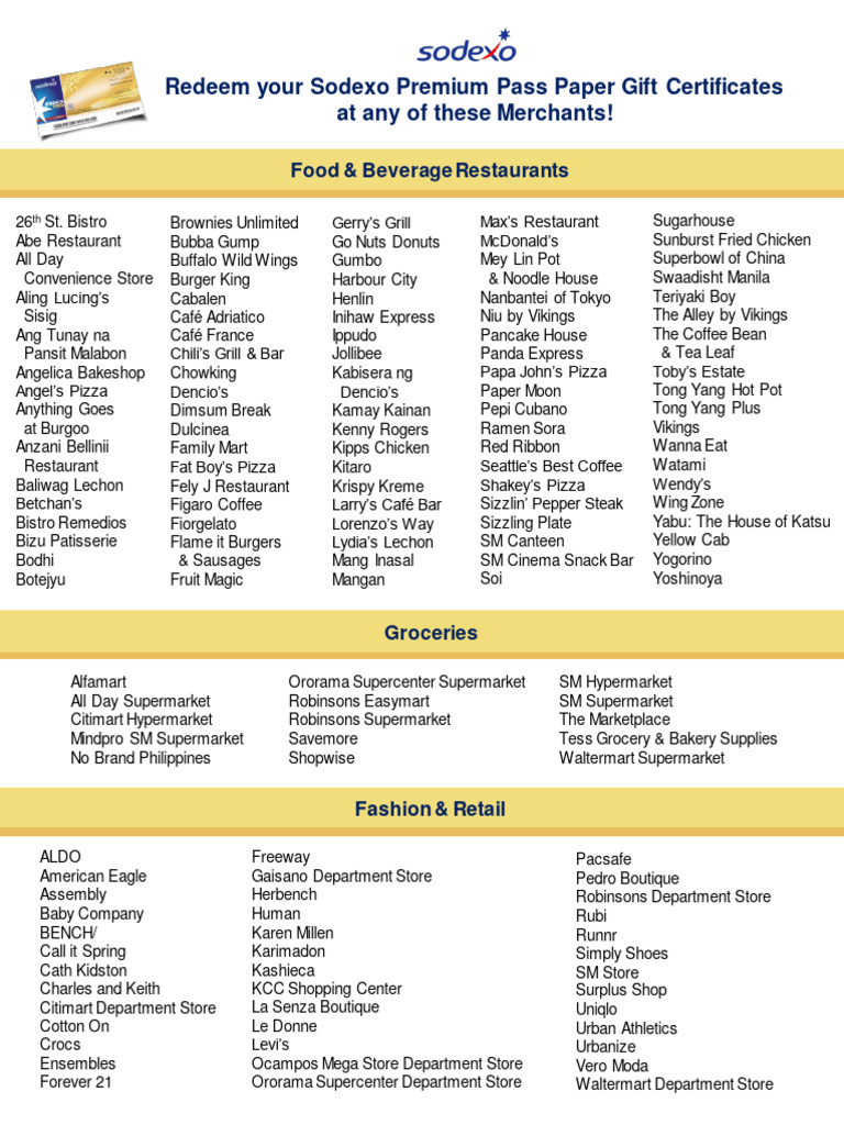 Premium Pass PAPER Merchants List - As of Feb 23 2023 | PDF | Retailers ...