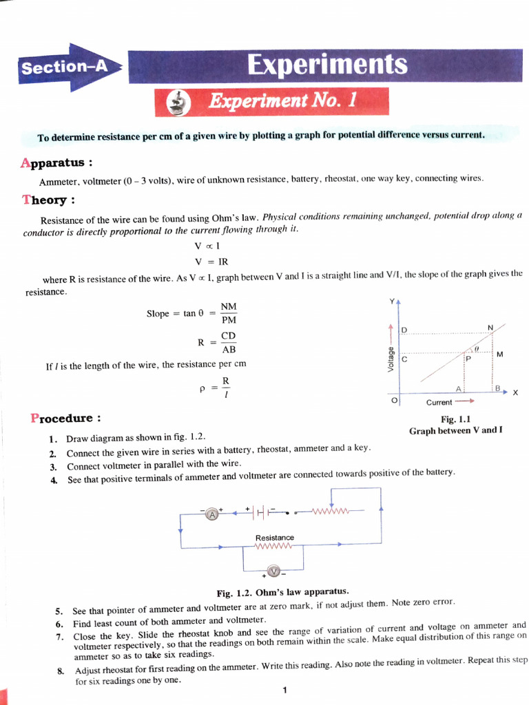 Physics practical section-A | PDF | Voltage | Equipment