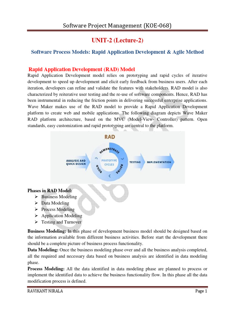 Software Project Management (KOE-068) : UNIT-2 (Lecture-2) | PDF | Agile Software Development ...