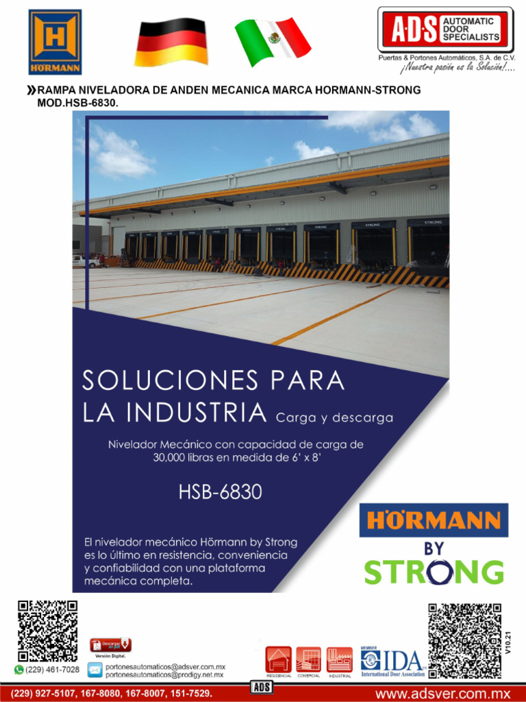 Rampa Niveladora de Anden Mecanica Marca Hormann-Strong Mod - HSB-6830 ...