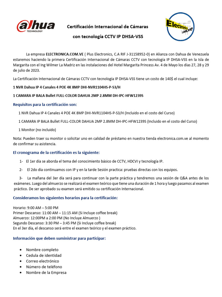 Certificacion Dahua | PDF | Informática